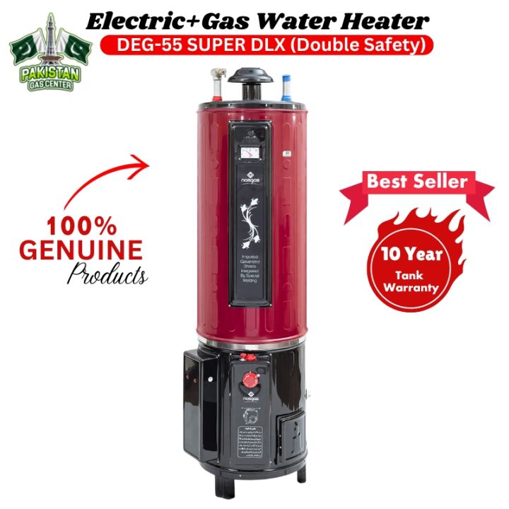 Pakistan Gas Center Geyser 55 Gallon Electric + Gas DEG-55 SUPER DLX ...