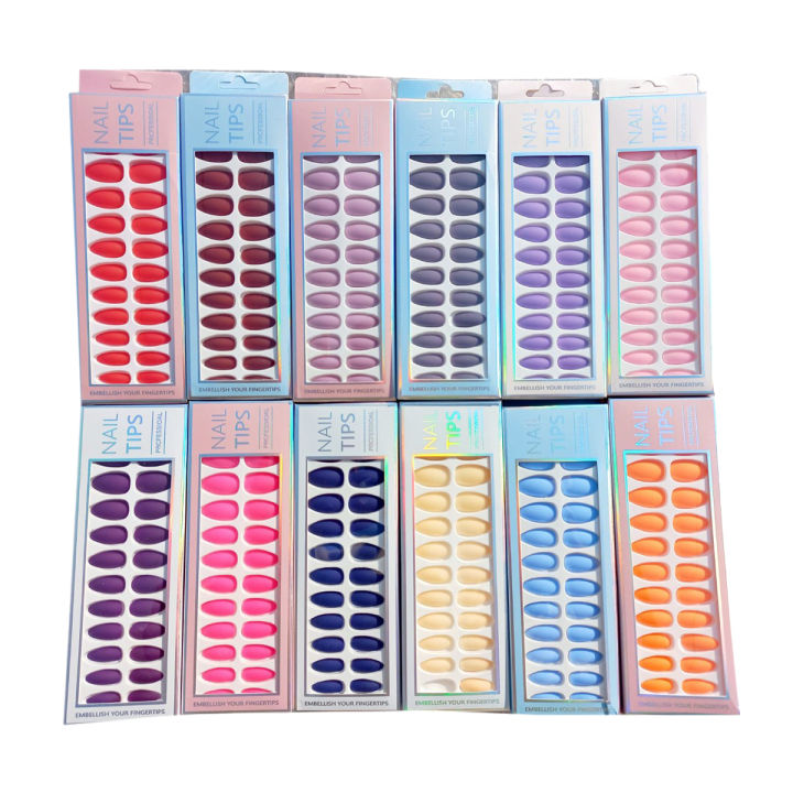 "Matte Elegance: 24 Pcs Branded Artificial Nails - Stunning False Nails ...