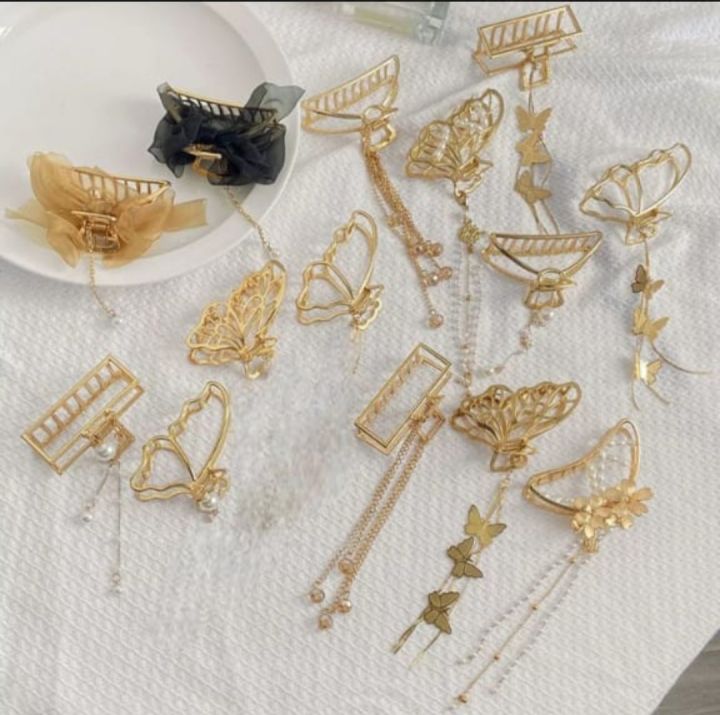 New design fancy stylish modern antique gold metal hair clips catchers ...
