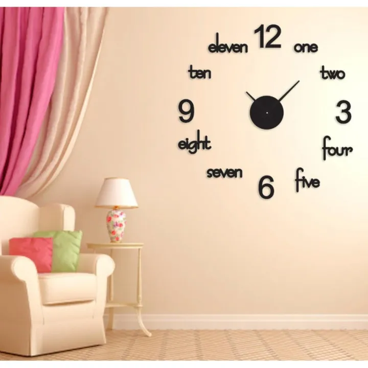 Wooden Wall Clock DIY 3D Letters Alphabets Design Decoration For Home ...