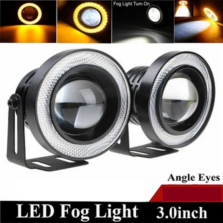 12V 2PCS LED Fog Light Round Angel Eye Halo For Any Cars SUV Or Trucks | Daraz.pk