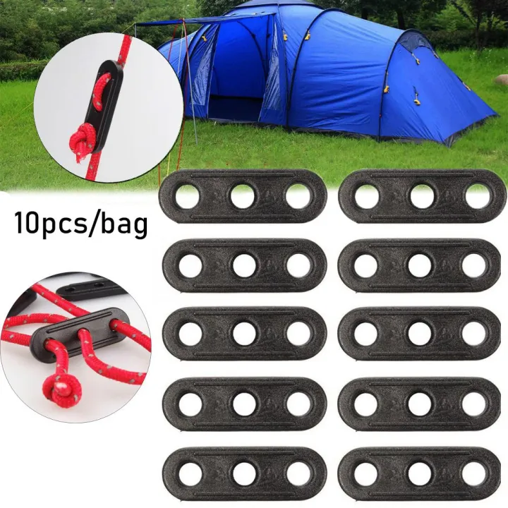 10pcs Black 3 Holes Awning Wigwam Adjust Tightening Hook Rope Fastener ...