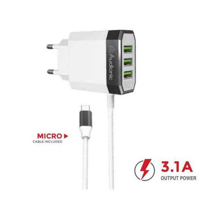 Audionic P-55 Charger with android cable Triple Port QC 3.1 Fast Charger, Best price in Pakistan ...