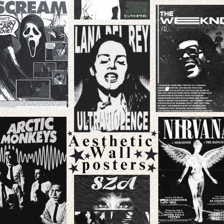 12 BLACK GRAPHIC A6 POSTERS based on the black emo goth graphic style ...