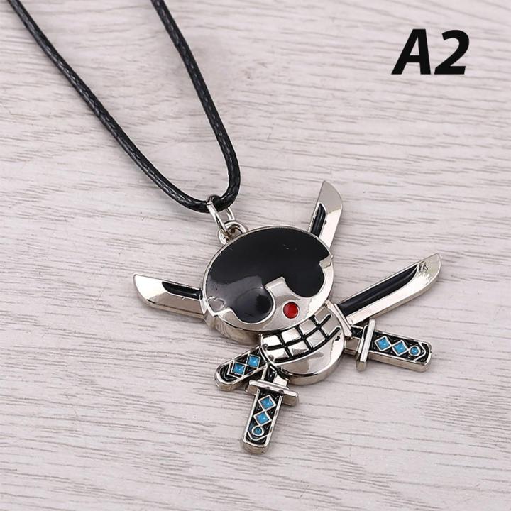 Cartoon Anime One Piece Necklace Luffy Ace Pirate Skull Metal Pendant ...
