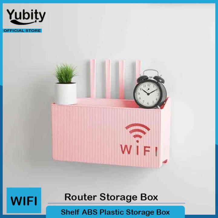 (Pink) Wall-mounted router box Office Media Decor Console Wifi Wifi box ...