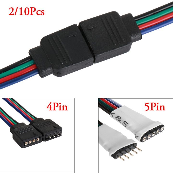 2/10 Pcs Hot LED Strip Light Cable Male Female Connector Wire Adapter 4 ...