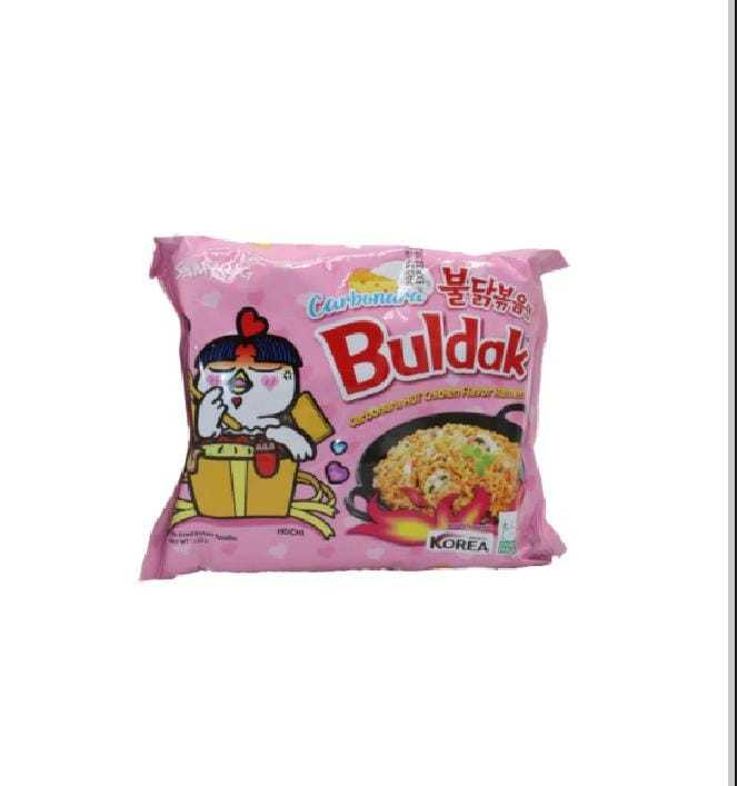 Samyang Buldak Fried Noodles Carbonara Pink – 130g | Korean Spicy ...
