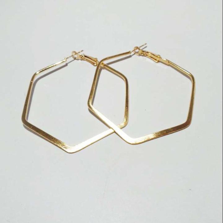 Stylish Trending Hexagonal Hoops for Girls | Daraz.pk