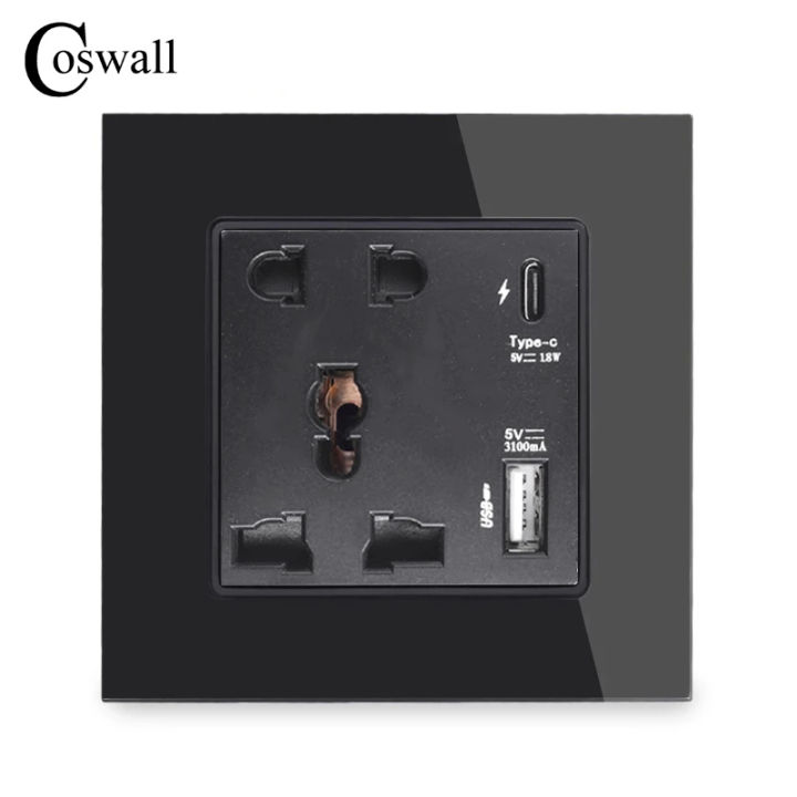 International Universal Five-hole USB Wall Socket, Type-C Intelligent ...