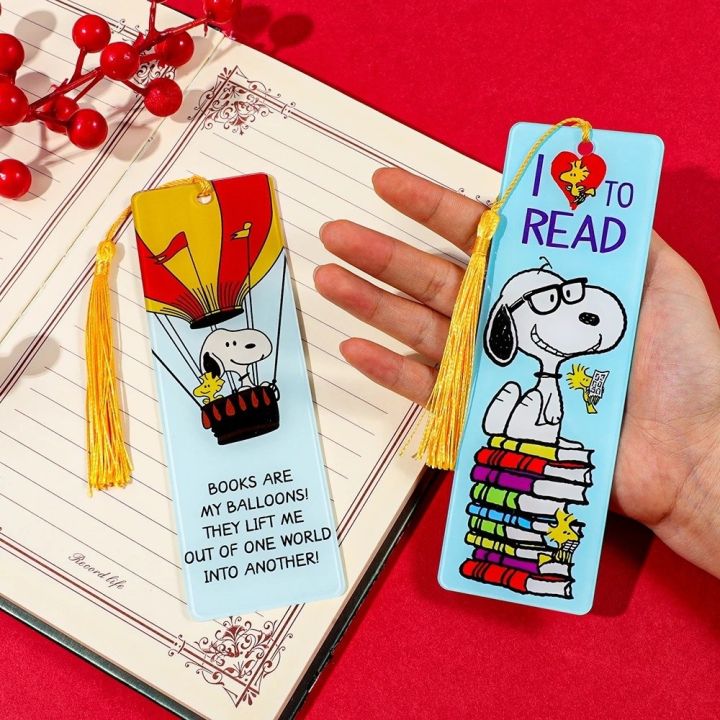 Cute Snoopy Book Mark Acrylic Cartoon Bookmarks Anime with Tassel ...