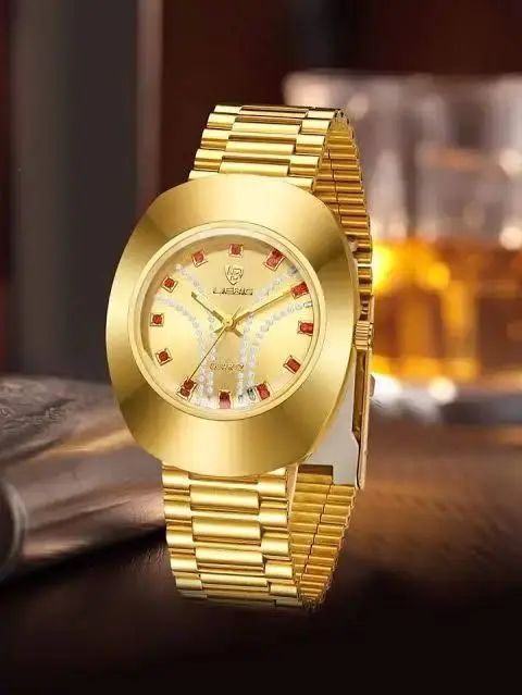 Golden Chain Watch for Men & Boys with Free Bracelet & Gift Box ...