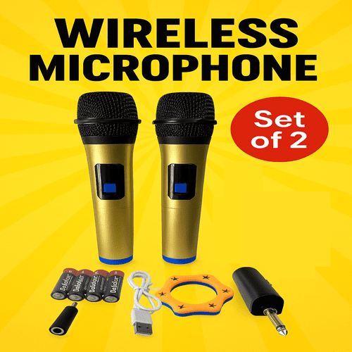 Wireless Mic Dynamic Plug & Play Portable Wireless Microphone with LED ...