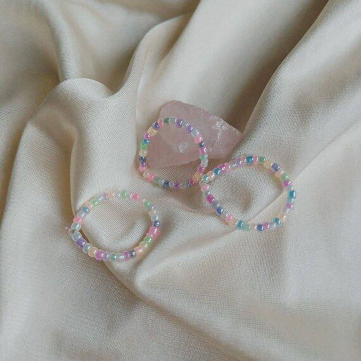 pastel beaded ring /set of two/pastel rings | Daraz.pk