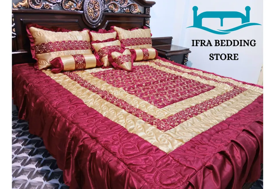IFRA BEDDING STORE 8 Pcs Double Bed Sheet King Size Fancy Bridal Bed Sheets Set Daraz.pk