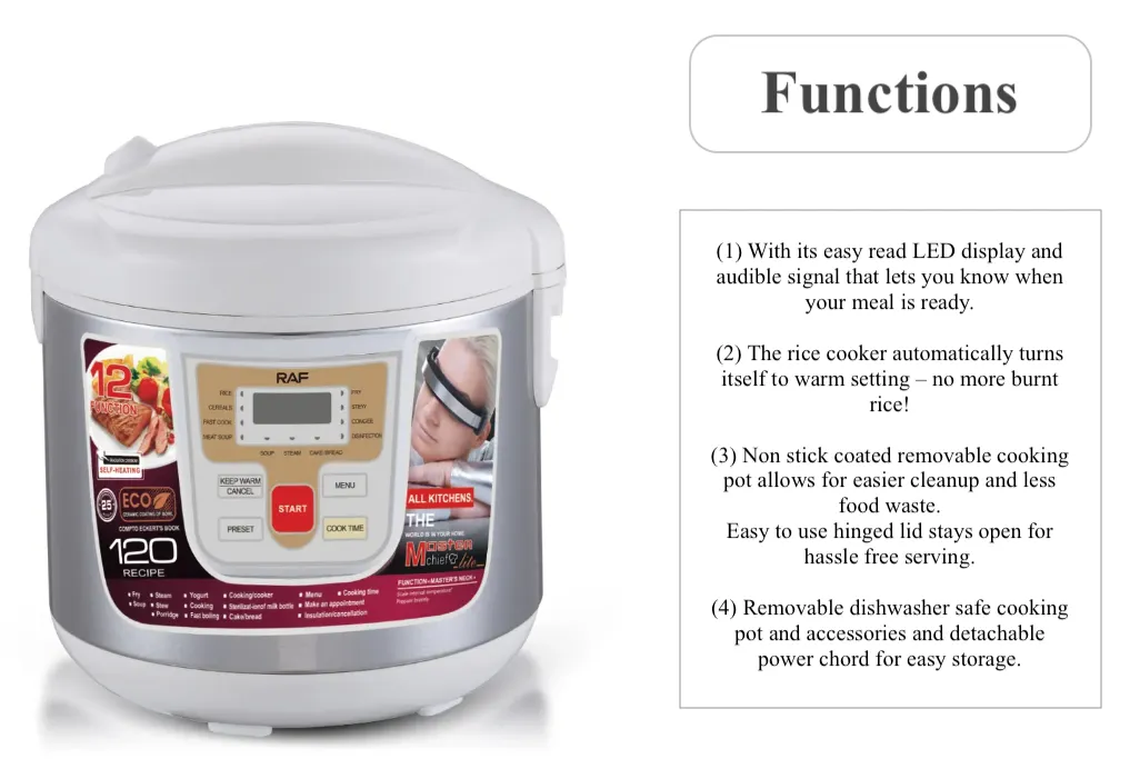 RAF Electric Multi Cooker Multipurpose Programmable Digital 6L Food ...
