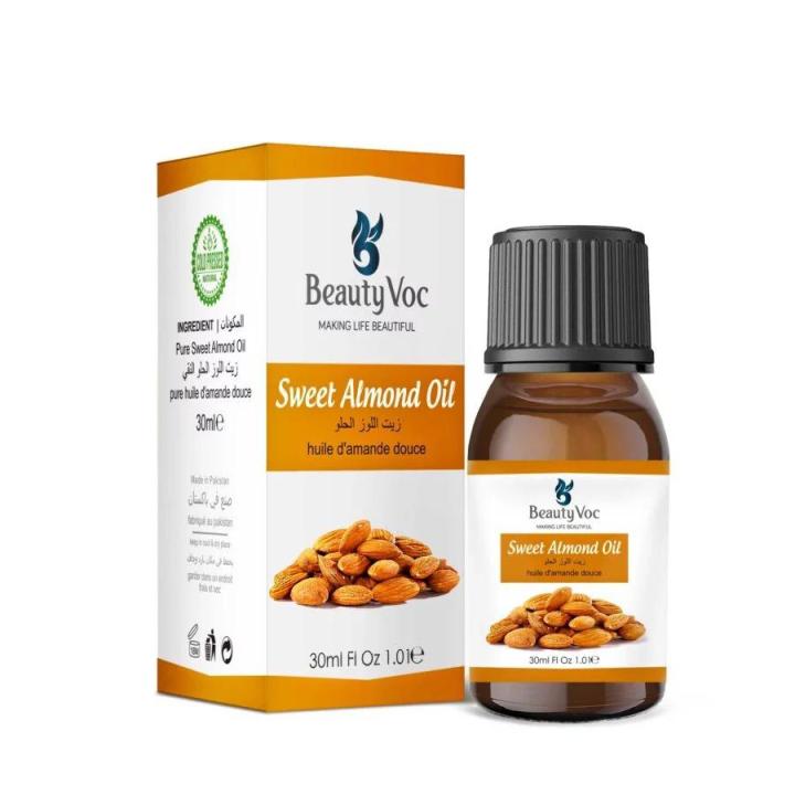Beautyvoc - Sweet Almond Oil Cold Pressed Edible 30 ml - Improve Heart ...