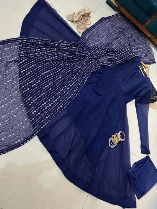 Stylish Heavy Embroidered Dupatta with Anarkali Long Frock for Women 3 ...