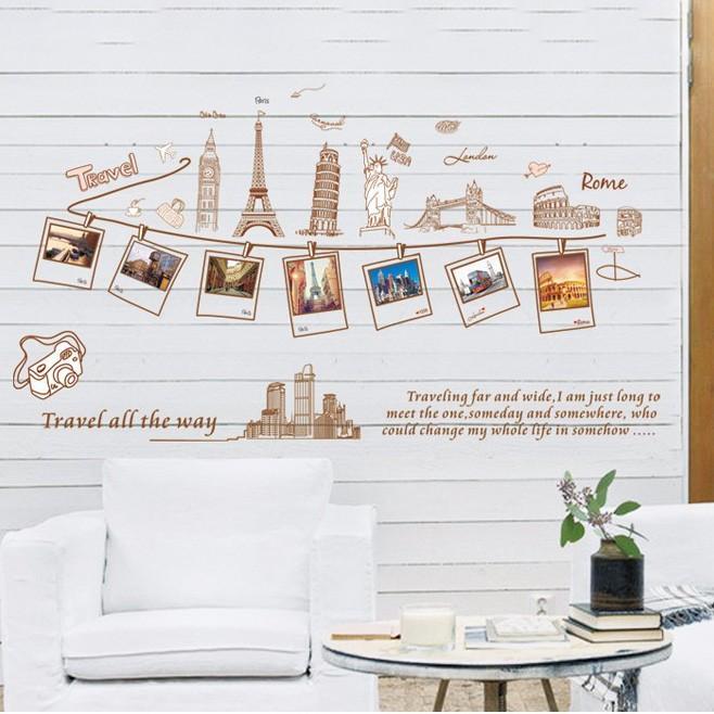 Wall Sticker Frame Travel XL Wall Sticker Wallpaper Wall Decoration ...