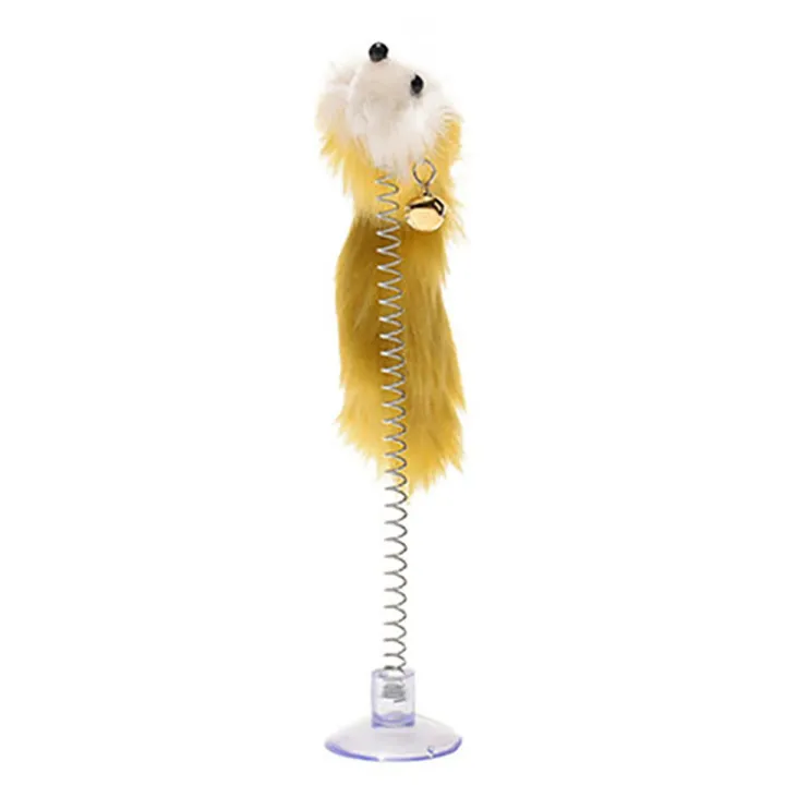 Suction Cup Mount Spring Plush Mouse Pet Kitten Cat Playing Interactive ...