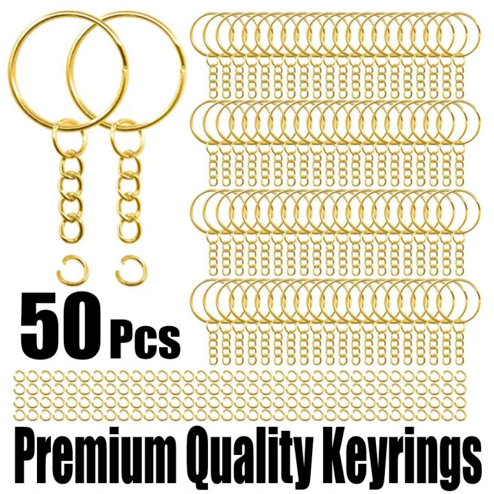 Premium Quality Golden Key Rings with Chain and Open Jump Rings for ...