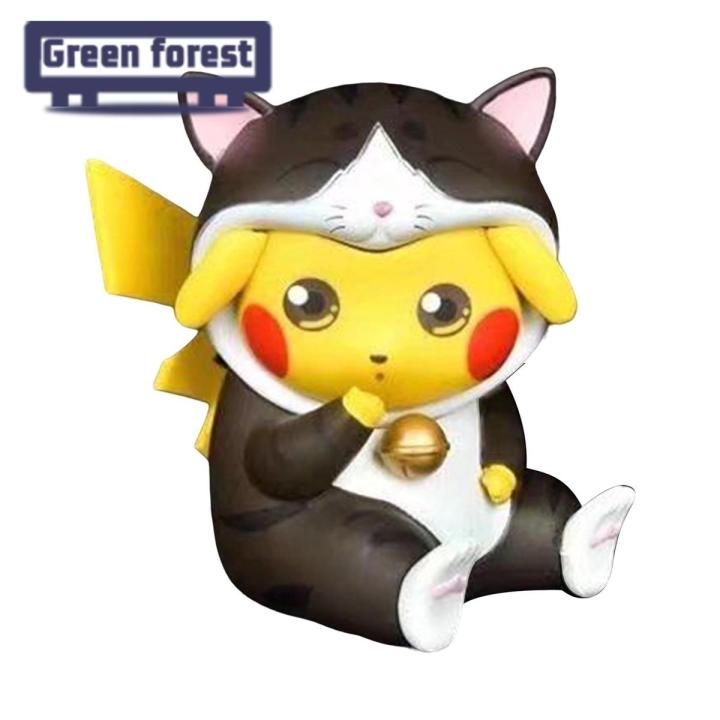 Green forest Pokemons Pikachus Model Collectible Cat Cosplay Pikachus ...