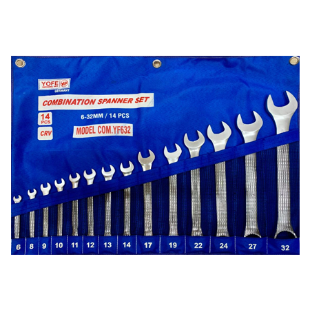 14 Pcs Combination Wrench Set 6-32mm Open End Ring Spanner | Daraz.pk