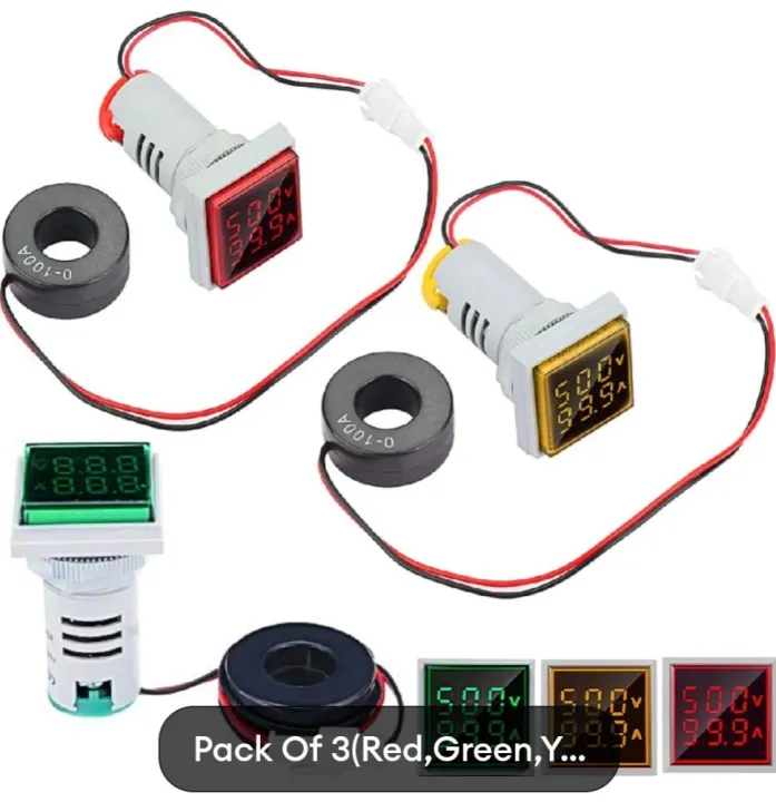 LED Light Volt and Amp Meter 2-in-1 | AC Voltage 50-380V & Current 0 ...