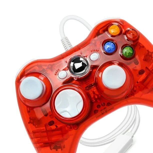 Xbox 360 Wired Controller – Transparent Red Edition Gaming Controller ...