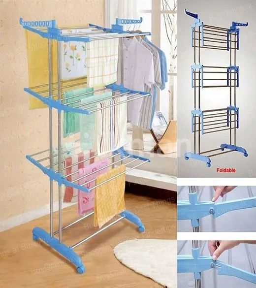 Airer Clothes Drying Rack ,3-Tier Foldable Clothes Hanger Adjustable ...