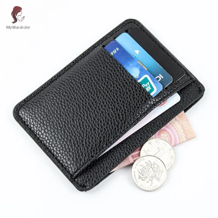 MyWardrobe Men Card Holder PU Leather 6 Cards Slot Ultra-thin Lichee ...