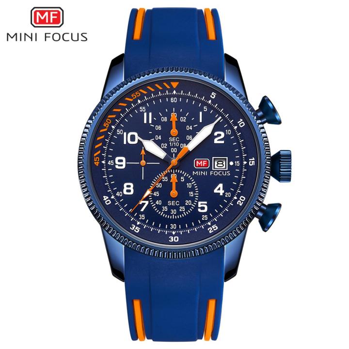 Mini Focus Blue Silicone Belt Blue Dial Chronograph Watch for Men ...