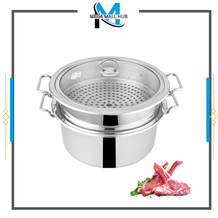 Alpha Pure Stainless Steel Food Vegetables Steamer double bottom heavy ...
