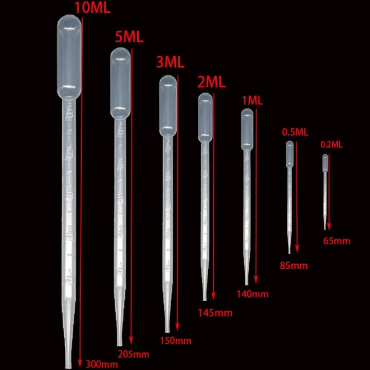 10pcs 0.2 / 0.5 / 1/2/3/5 / 10ML Laboratory Pipette Plastic Disposable ...