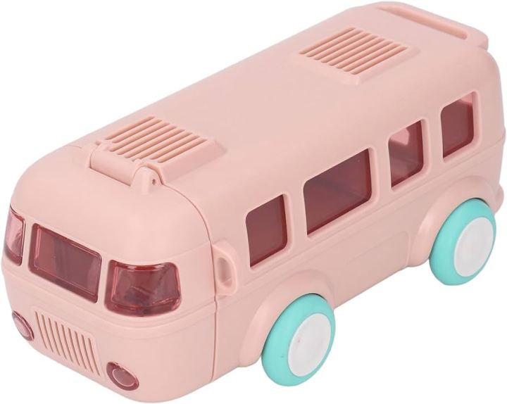 Cute Bus Shaped Water Bottle For Kids With Straw 500ML Bus Shape Toy ...