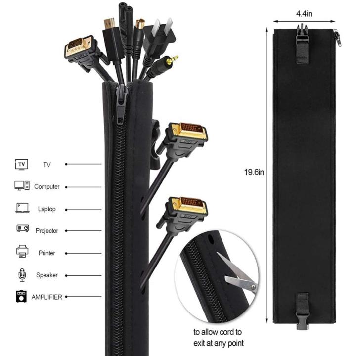 126Pcs Cable Management Organizer Kit, 4 Cable Sleeve 10 Reusable Cable ...