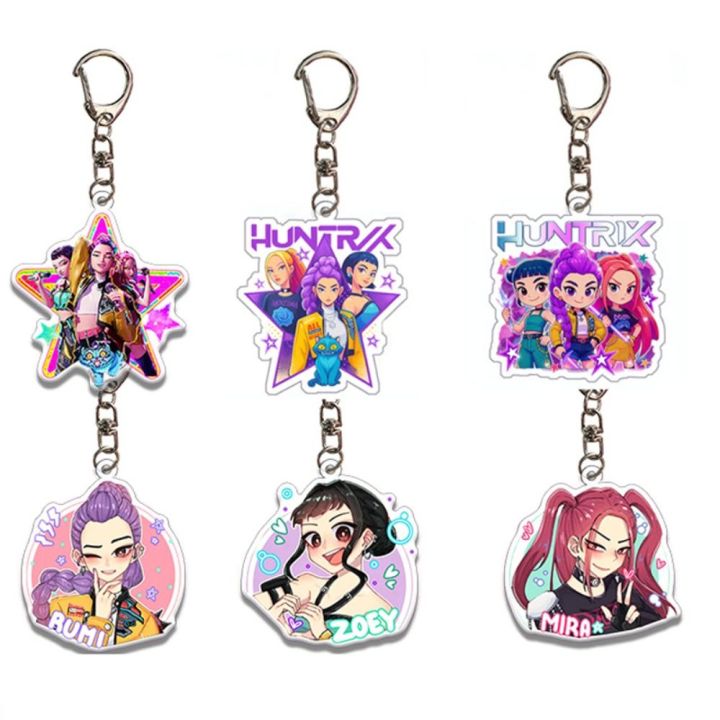 New Huntrix Saja Boys Kpop Demon Hunters Keychains Rumi Zoey Jinu Mira Sold My Soul Keyrings ...