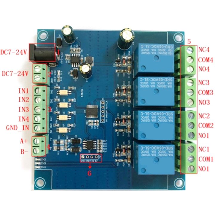ARELENE Modbus RTU 4 Way Relay Module 7-24V Relay Module Switch RS485 ... ARELENE Modbus RTU 4 Way Relay Module 7-24V Relay Module Switch RS485 ...