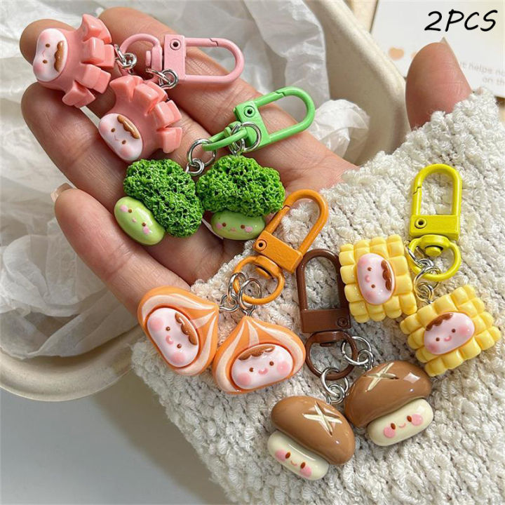 2PCS/Bag Cute Food Corn Mushroom Sausage Broccoli Mobile Phone Chain ...