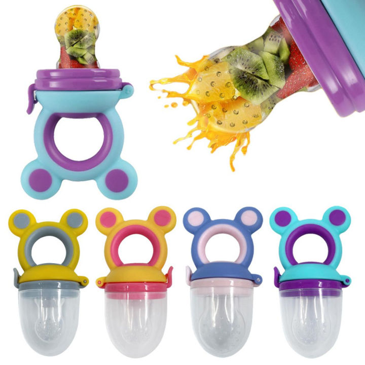 OW Baby Feeder Silicone Fresh Food Nibbler Kids Boy Girl Bear Ear Fruit ...