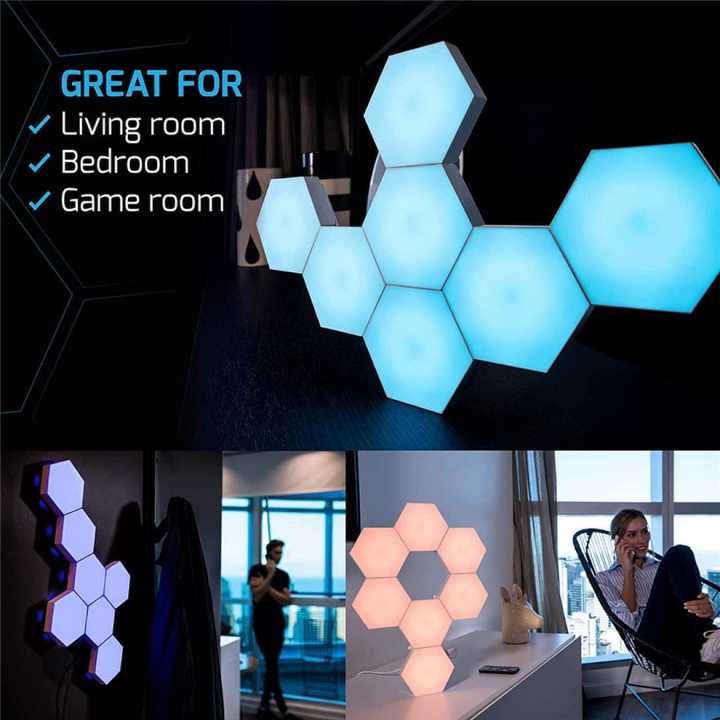 💡 Hexagon Smart LED Wall Lights with Remote Control | Modular RGB ...