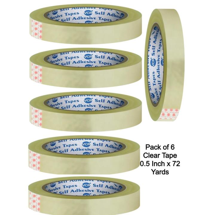 6 Pcs / Clear Tape 1/2 Inch x 72 Yard / Heavy Duty Packing Tape ...