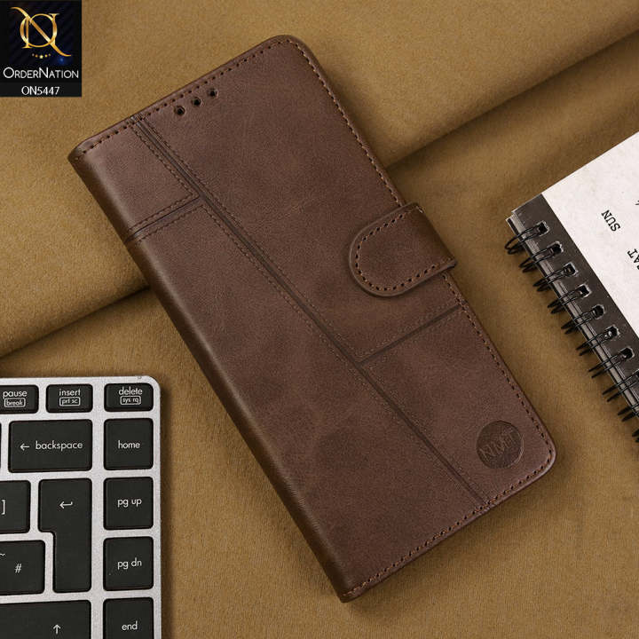 OnePlus 8 Pro Cover - Dark Brown - Premium Leather Megantic Flip Book ...