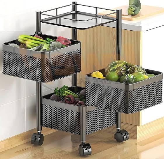 Kitchen square shape Storage Rack Vegetable Rack 3/4/5 Layer's 360 ...