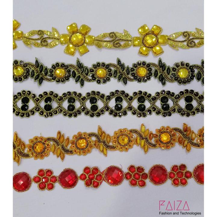 1 Yard/Gaz Fancy Crystal, Sequin Sitara, Moti and stonework attractive ...