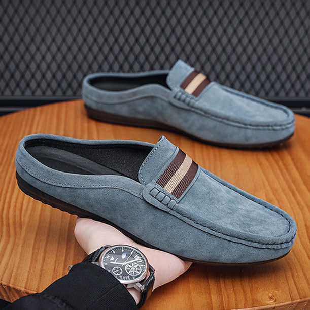 Men Casual Leather Loafers Slip-ons Palm Slippers Sandals Half Open ...