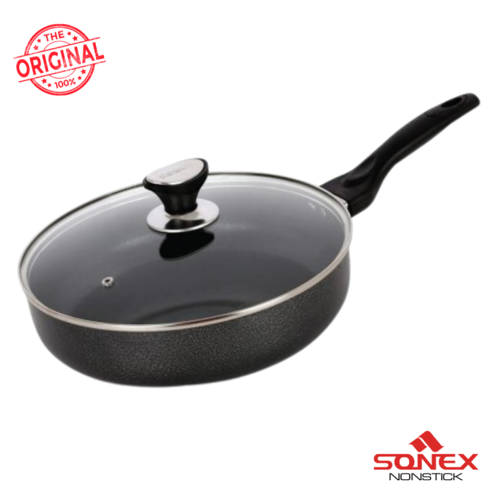 Non-Stick Fry Pan, Sonex Classic Non-Stick Fry Pan with Glass Lid | Premium Quality Black Frying ...