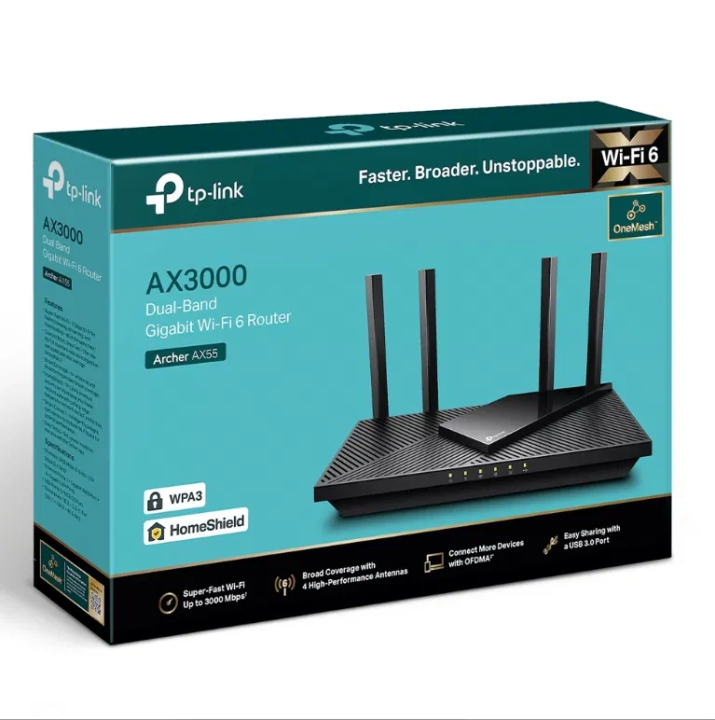 TP Link Archer AX55 AX3000 Dual Band Gigabit Wi-Fi 6 Router | Daraz.pk