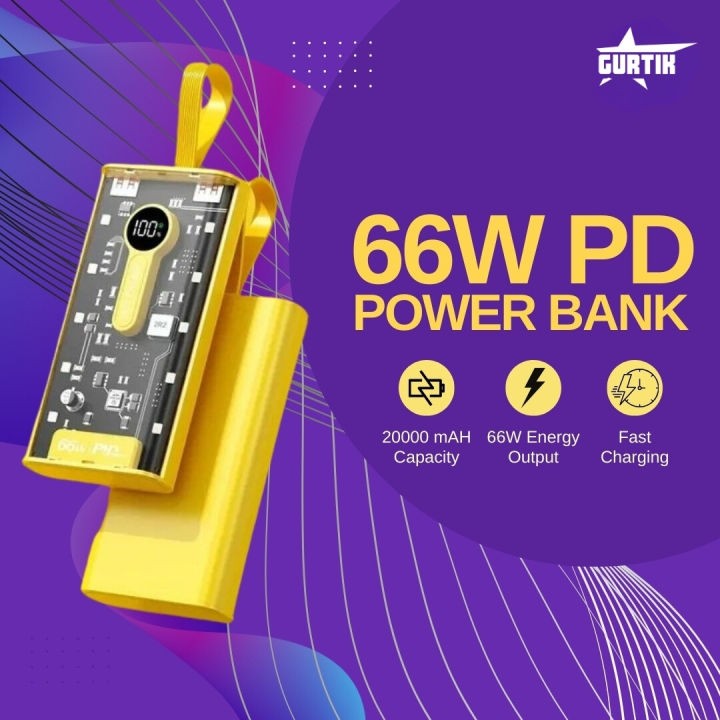 Power Bank 66W - PD Power Bank 20000 mAh Fast Charging - Power Bank For ...