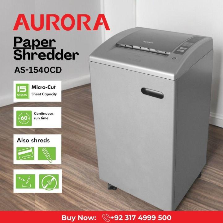 Aurora Cross Cut Paper Shredder 15 Sheets Model: AS-1540CD | Daraz.pk
